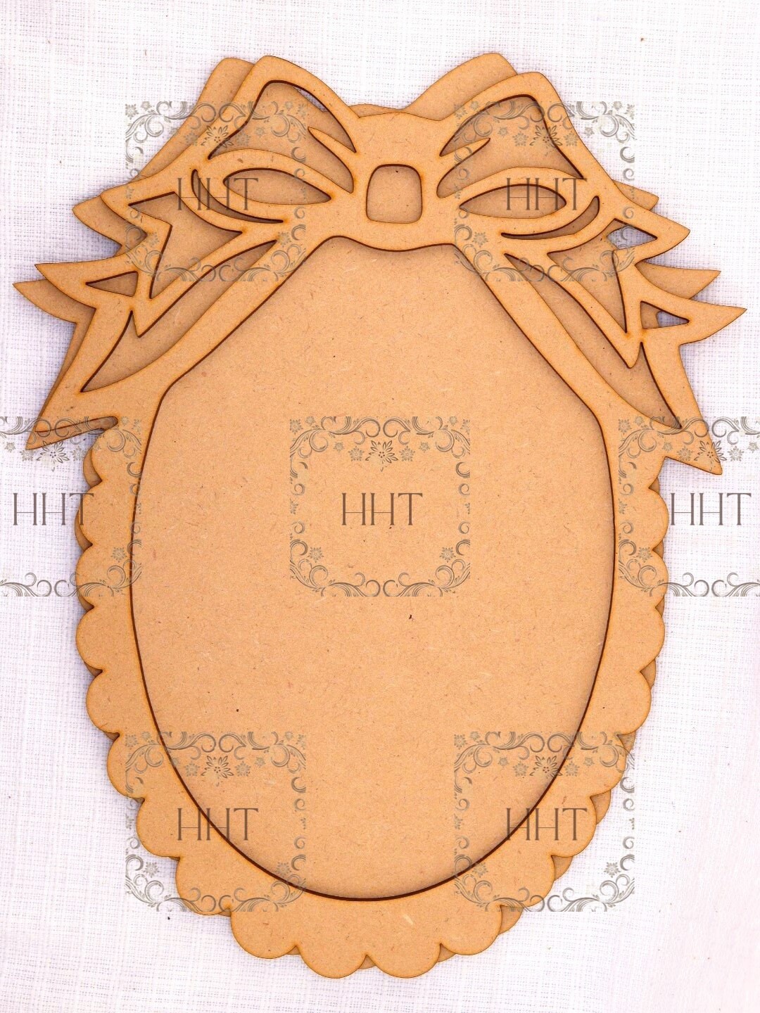 Laser Cut, MDF, Vintage Style, Bow Plaque With Overlay Frame, 2 Pc ...