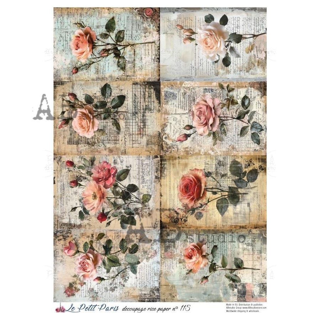 AB Studio, La Petit Paris, Rice Paper, Ros, Old News Print, Tags, Squar ...