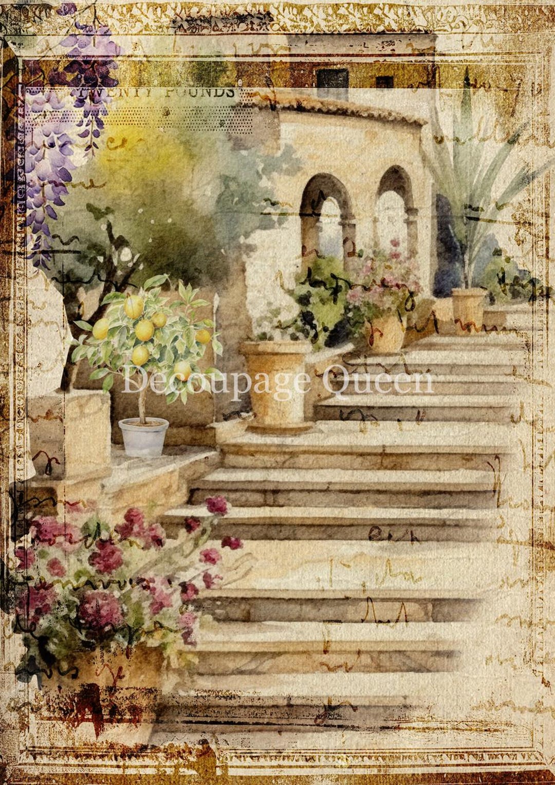 Decoupage Queen Rice Paper, 2025 Spring, Villa Steps, Tuscan, Tuscany ...