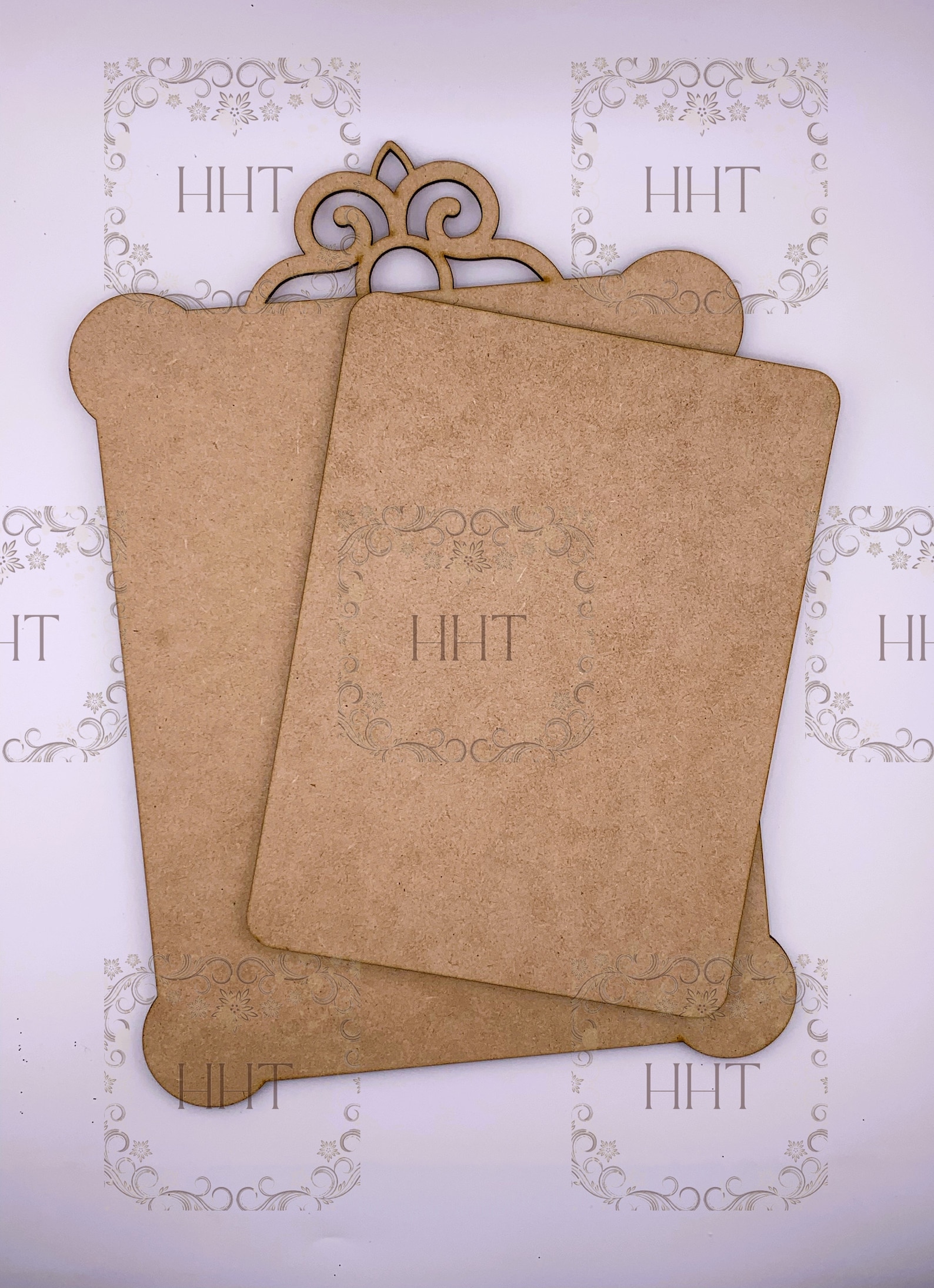 Laser Cut MDF Vintage Style Wood Base Blank and Overlay Plaque 2 Pc ...