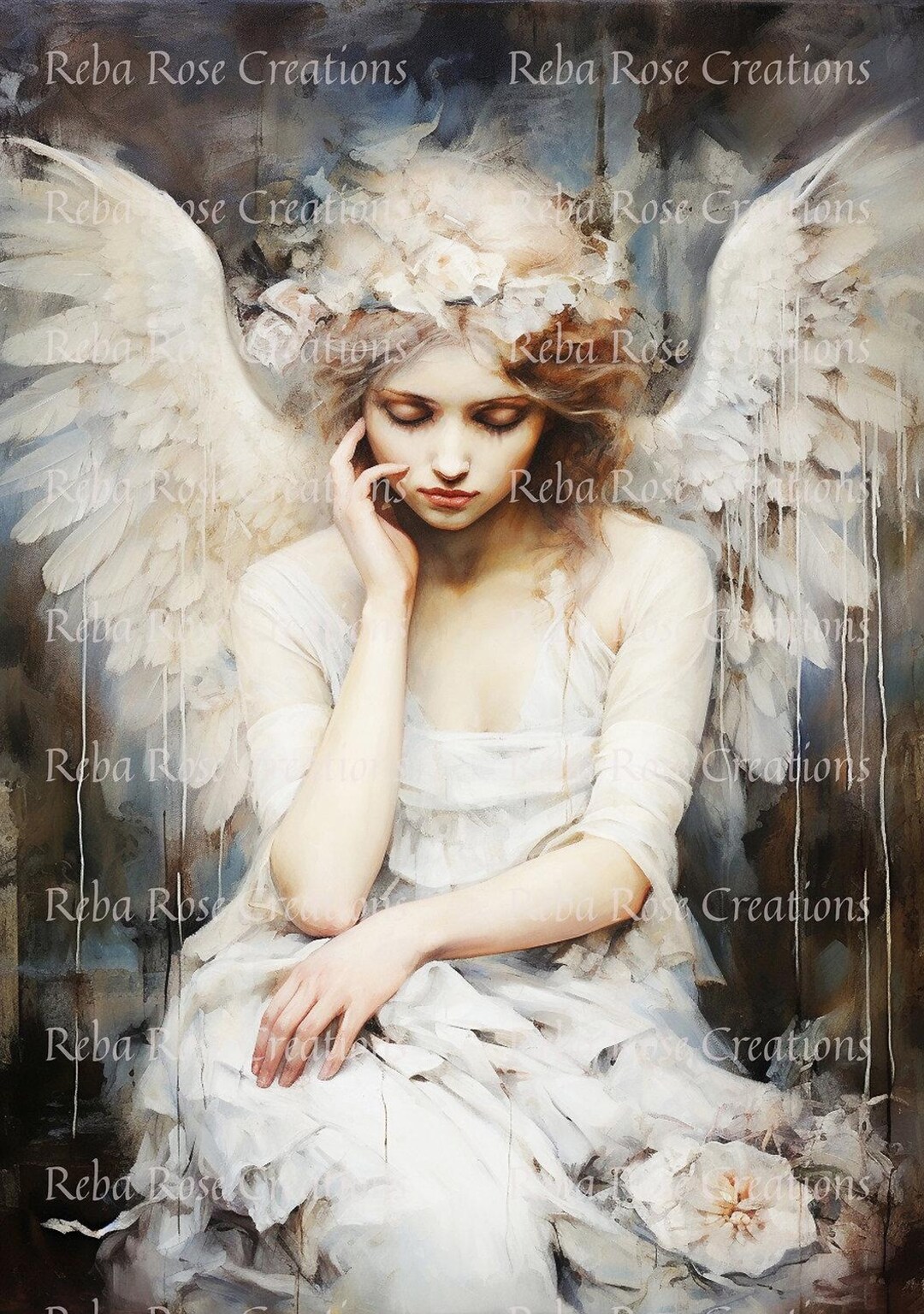 Reba Rose Creations Rice Paper for Decoupage, Mixed Media, Angel Tears ...