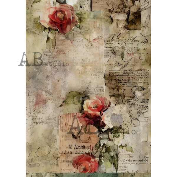 Vintage Rose Paper - Etsy