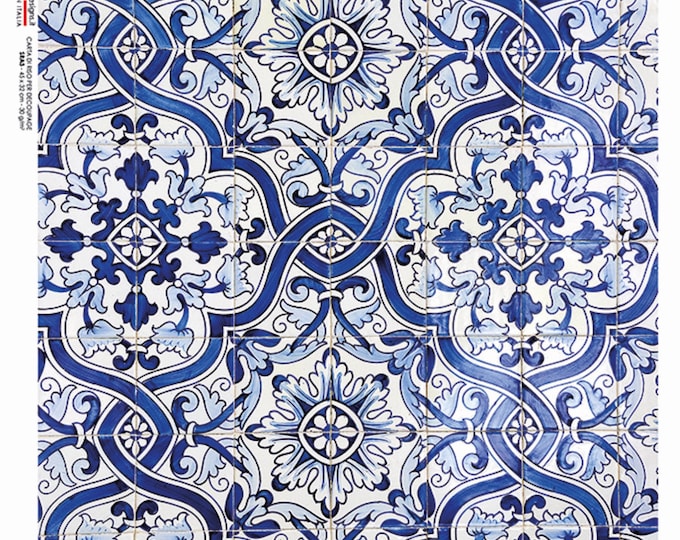 Paper Designs Tiles, Blue, White, Rice Paper for Decoupage, Mixed Media ...