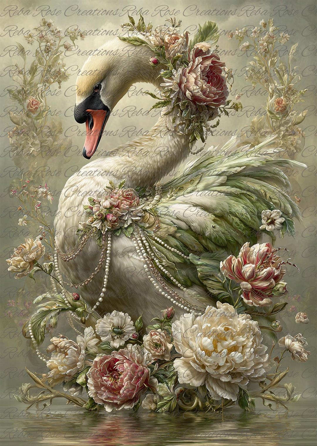 Reba Rose Creations, Rice Paper for Decoupage, Swans, Victorian ...