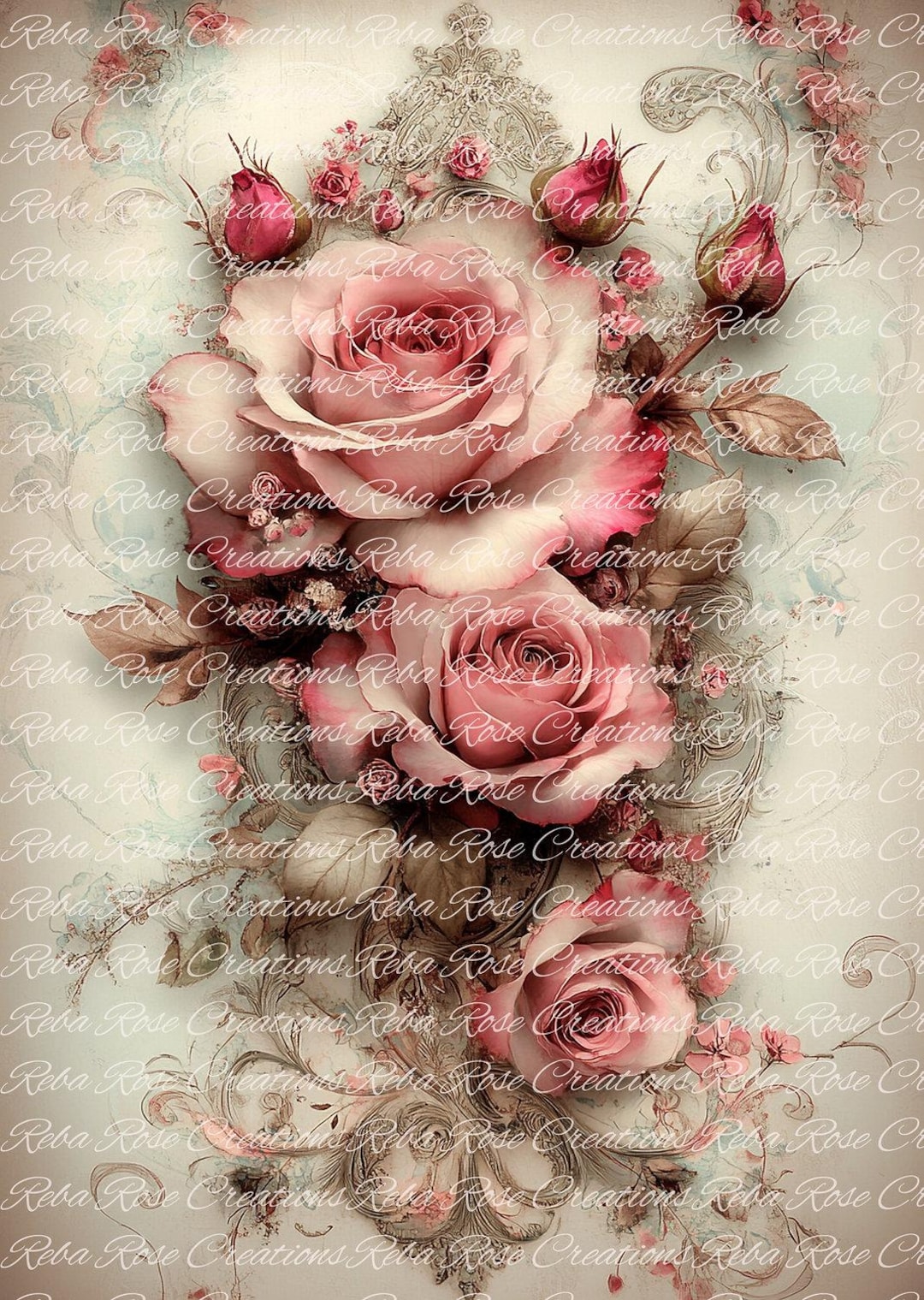 Reba Rose Creations Rice Paper for Decoupage, Mixed Media, Pink Roses ...