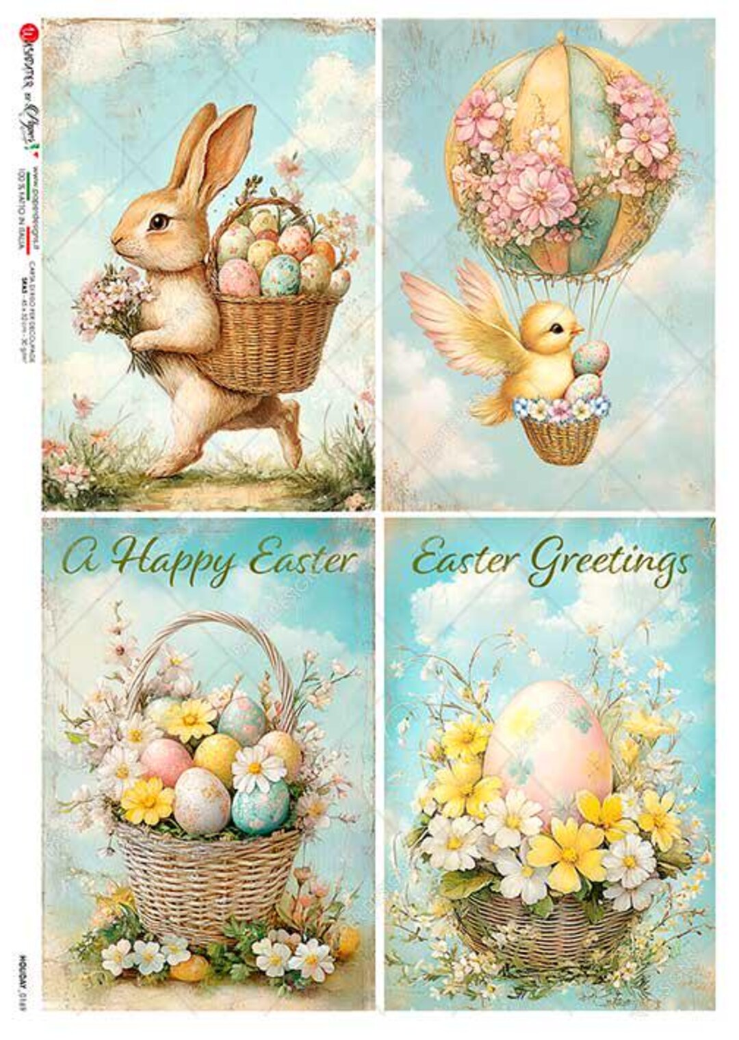 Paper Designs Rice Paper, Easter, Bunnies, Baskets, Baskets, Eggs ...