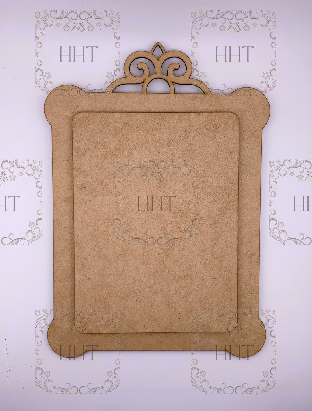Laser Cut MDF Vintage Style Wood Base Blank and Overlay Plaque 2 Pc ...