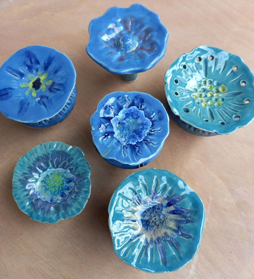 Clourful Ceramic Seed Head Cane Topper for the Border or Container ...