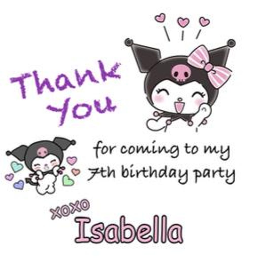 Kuromi Thank You Birthday Sticker LABELS & TAGS (24 Pieces) - Etsy