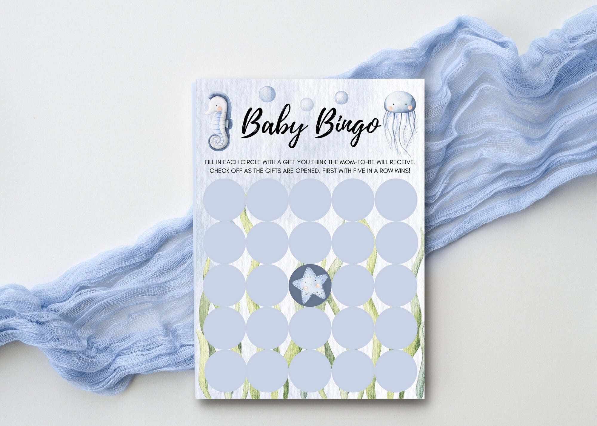 Under the Sea Baby Shower Bingo Cards, Instant Download, 5x7 Printable ...