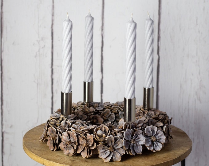 Adventskranz, Adventskranz aus Trockenblumen, Pampasgras, Tischkranz ...