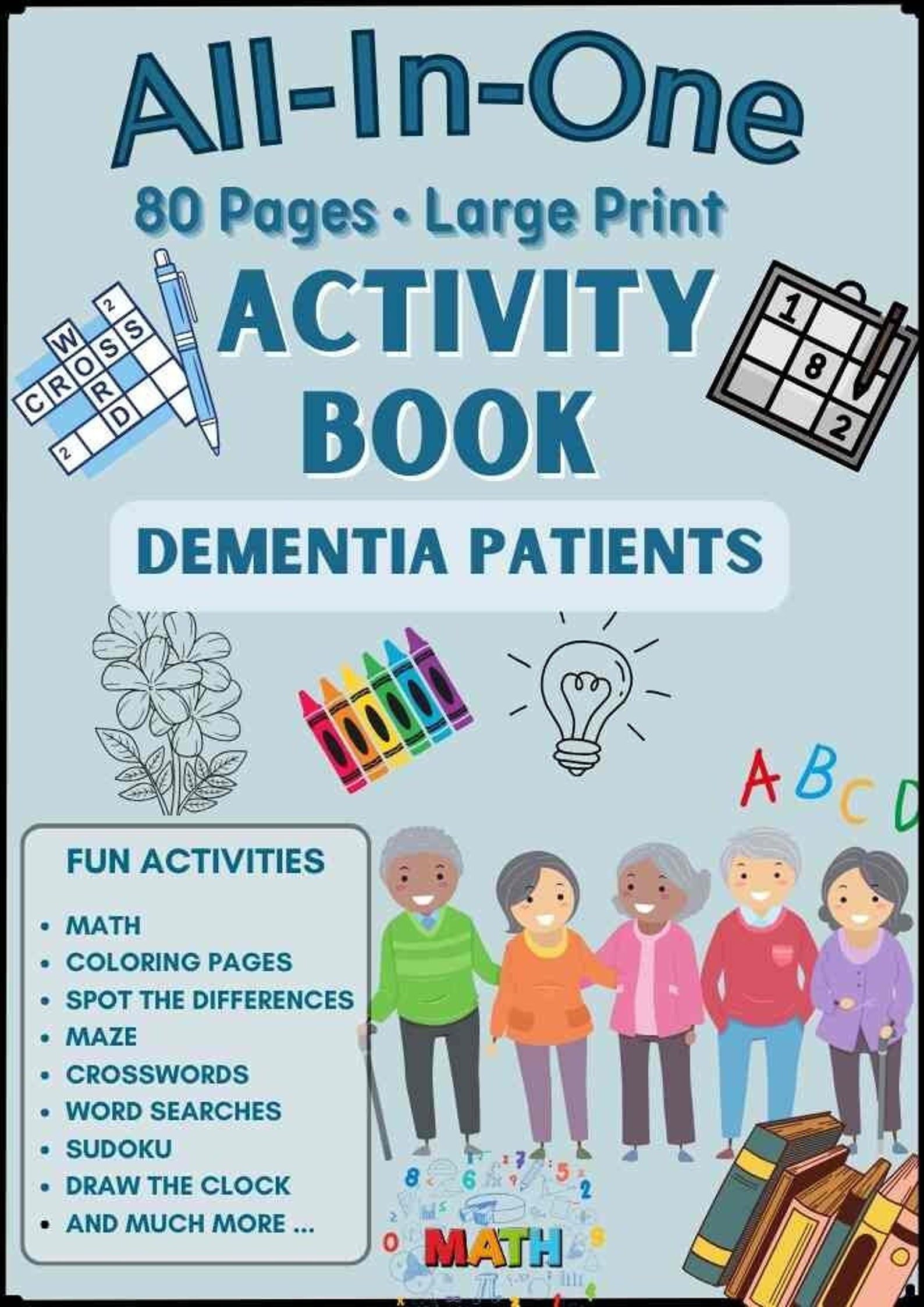 All-in-one Activity Book for Dementia Patients, Crosswords, Maze ...