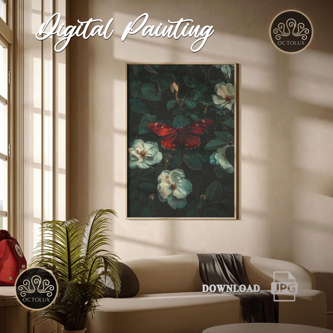 Red Moth Gothic Art Print: Vintage Style Wall Decor (digital Download ...