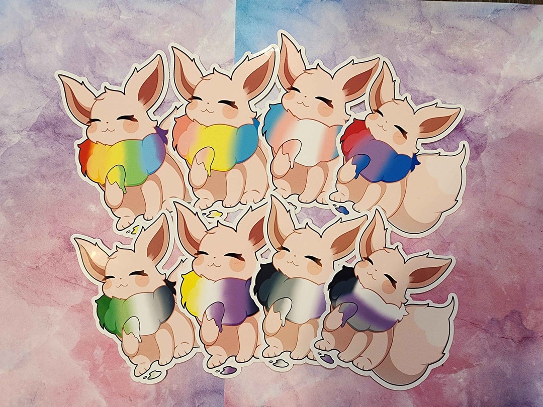 Pride Month Eevee • Die Cut Sticker • 3" Pastel Pokemon Pride Stickers ...