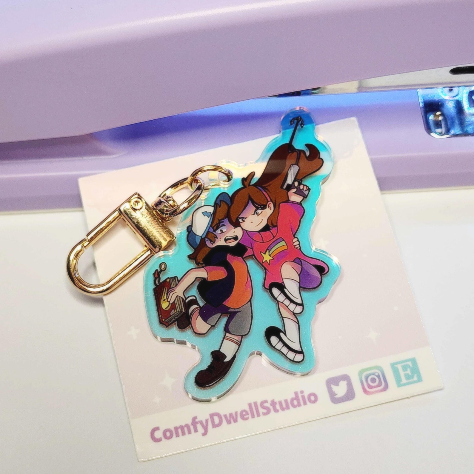 Gravity Falls Dipper & Mabel Keychain • 2" Double Sided Rainbow ...