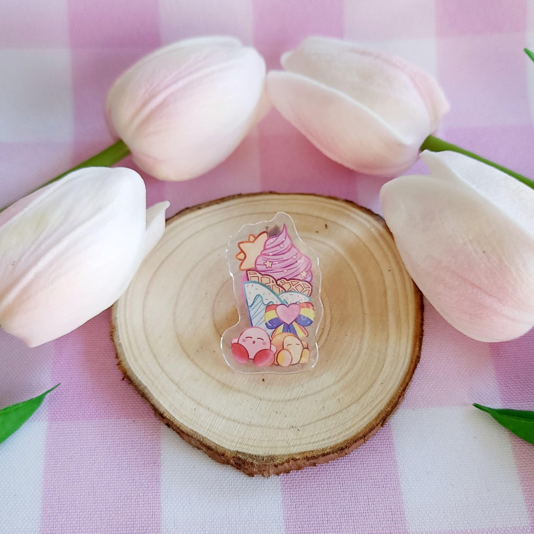 Kirby & Waddle Dee Acrylic Food Pin • Sakura Holo Film, 1.5" - Etsy