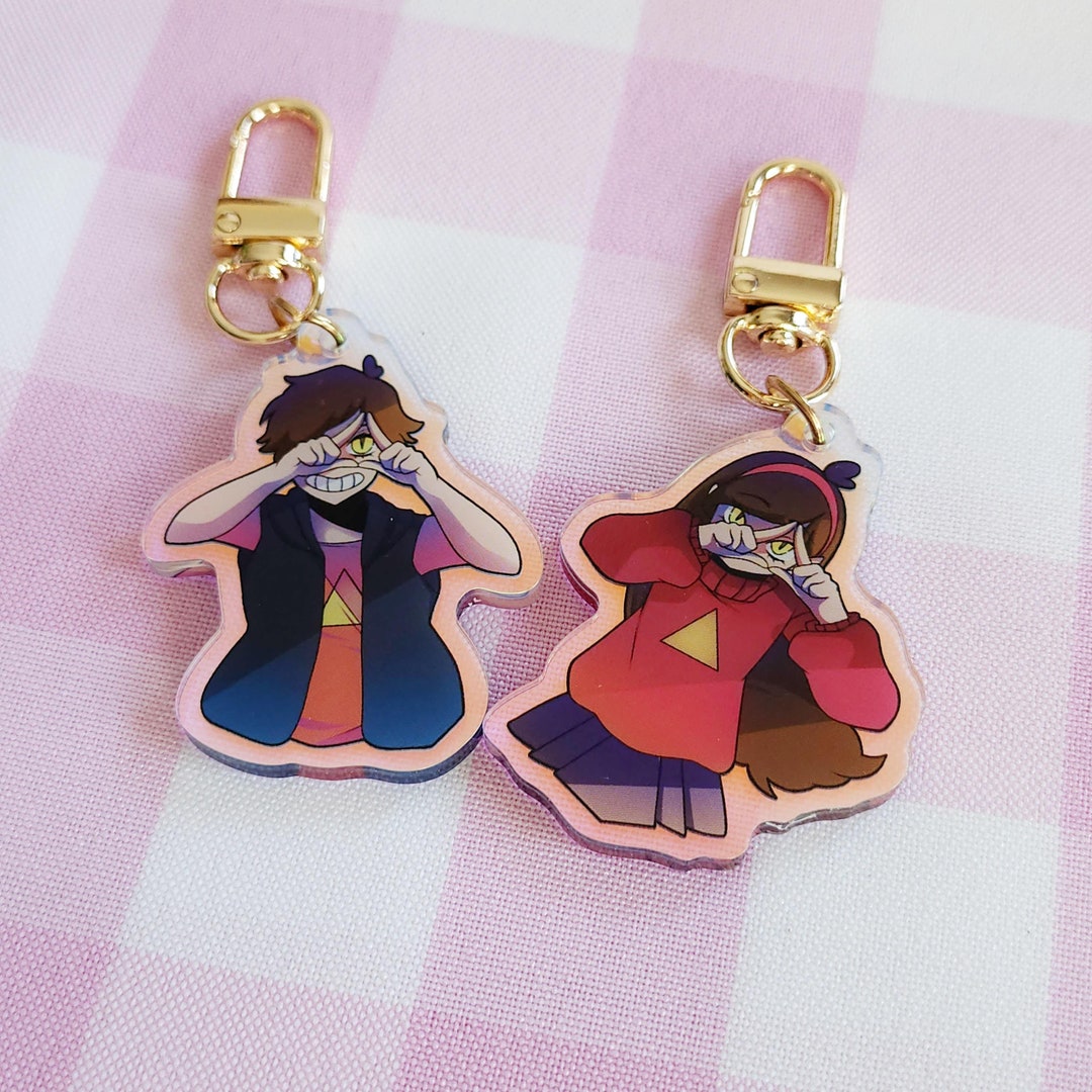 Gravity Falls Mabel & Dipper Bill Cipher Keychain • 2" Double Sided ...