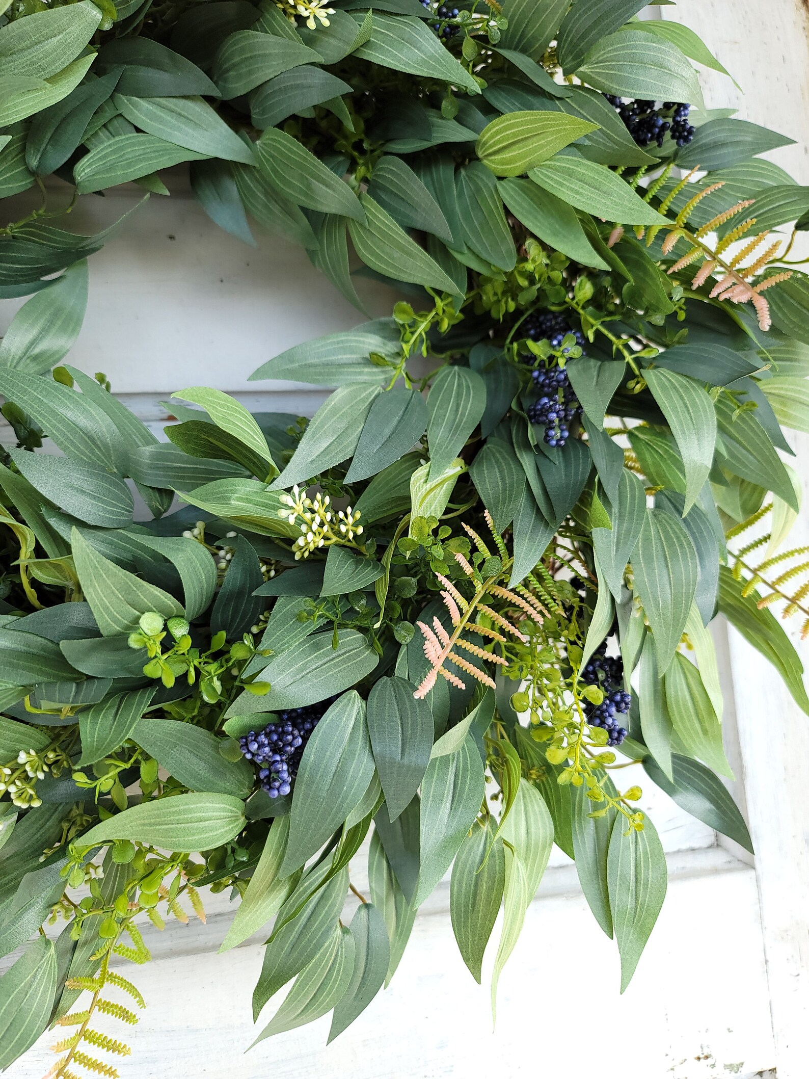 Wispy Spring Greenery and Blue Berry Wreath for Front Door - Etsy