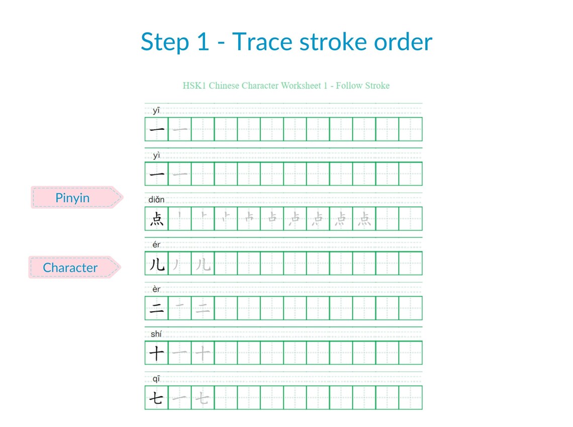 HSK1 Chinese Character Worksheet - Learn Writing Chinese Characters ...
