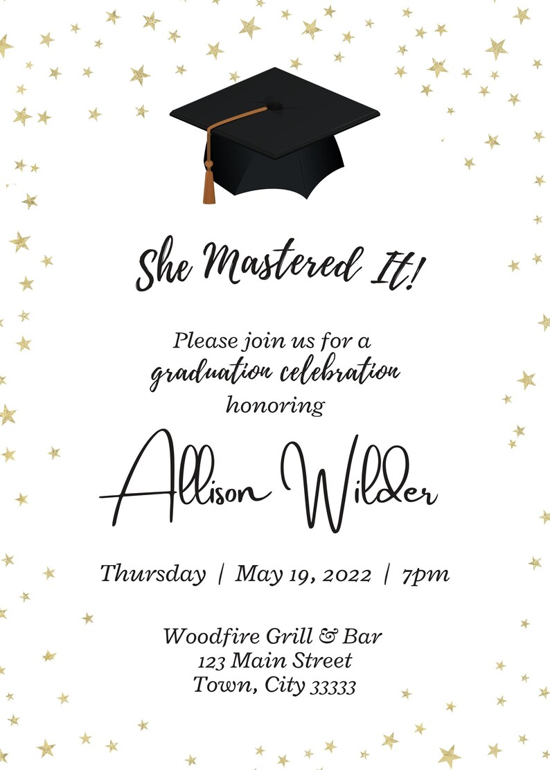 Master's Graduation Party Invitation Minimalist Invite - Etsy