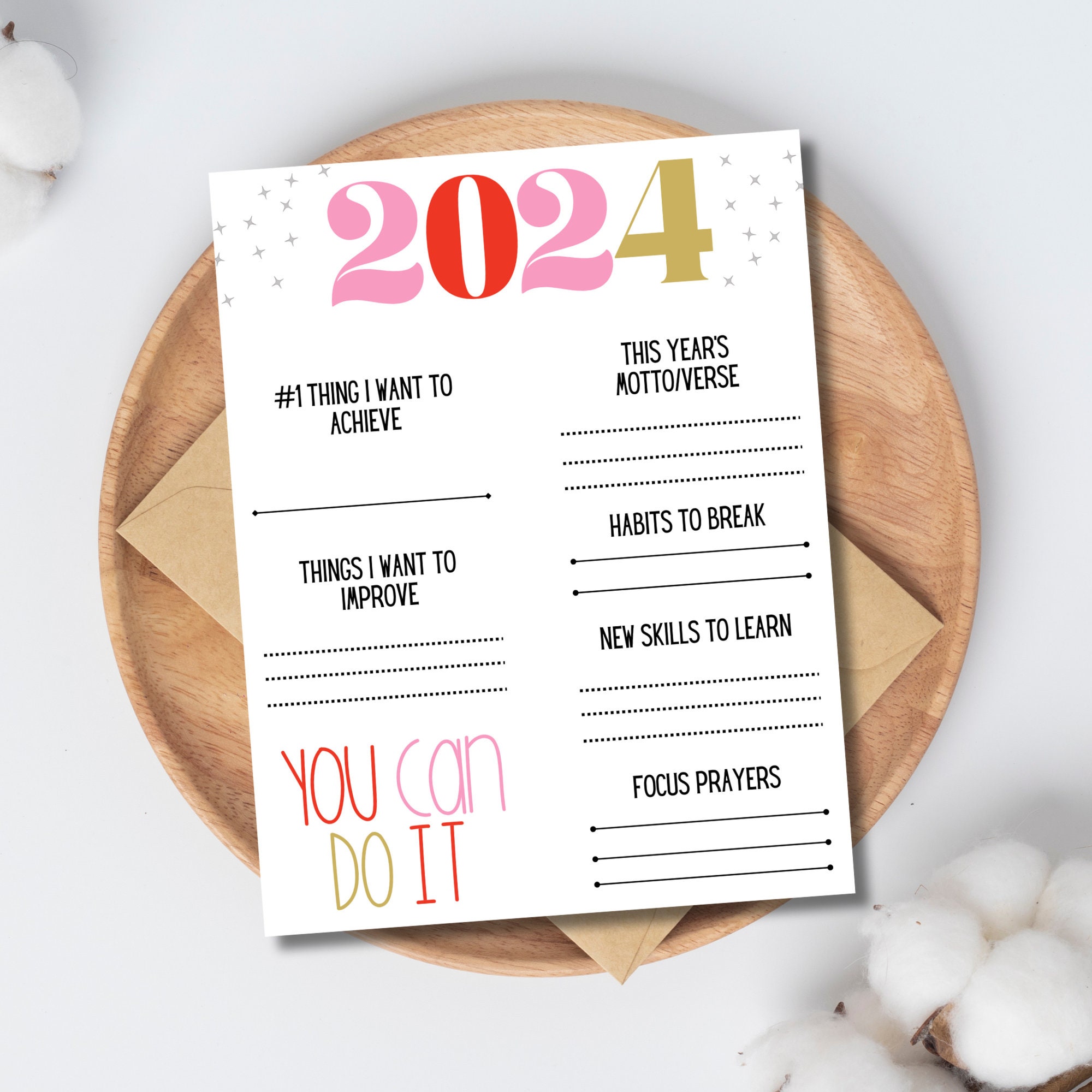 2024 Goal Setting Worksheet, New Year's Resolution List, Religious ...