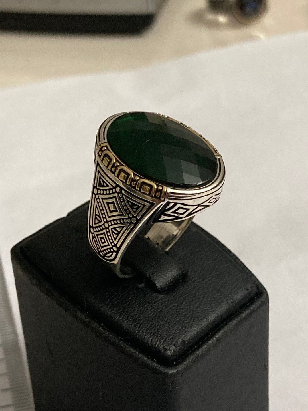 Green Stone Men's Ring - Etsy