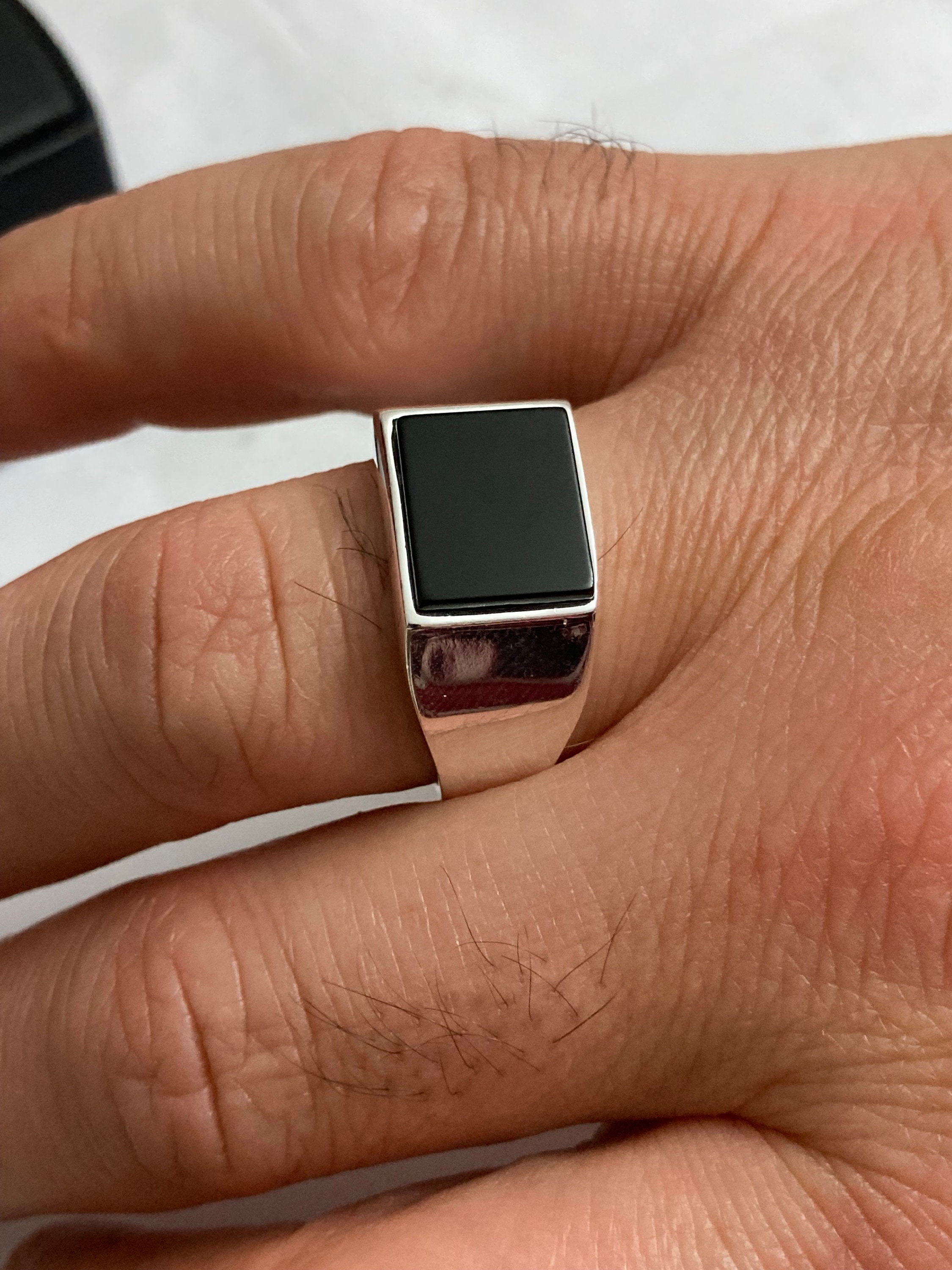 Black Stone Men's Ring - Etsy