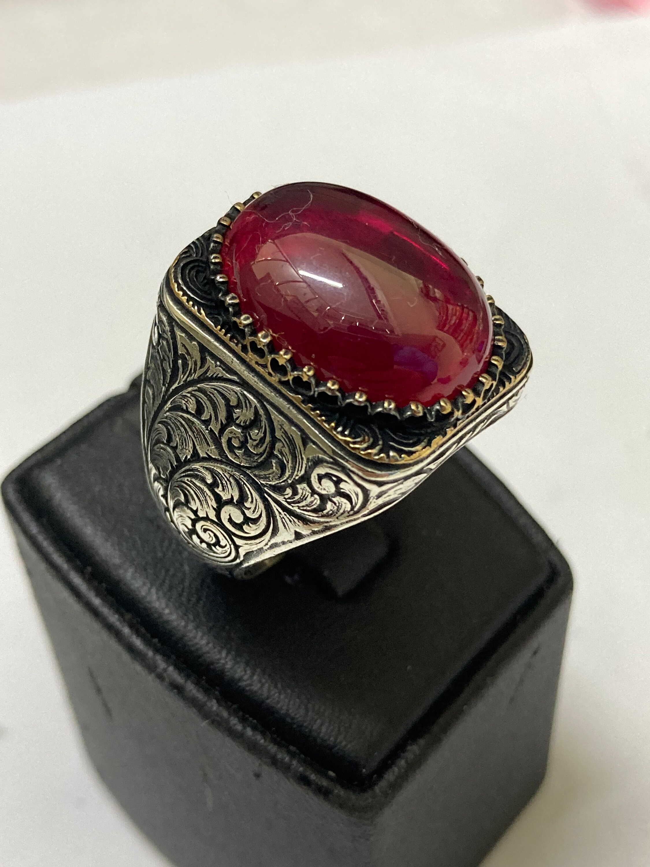 Red Stone Men's Ring - Etsy