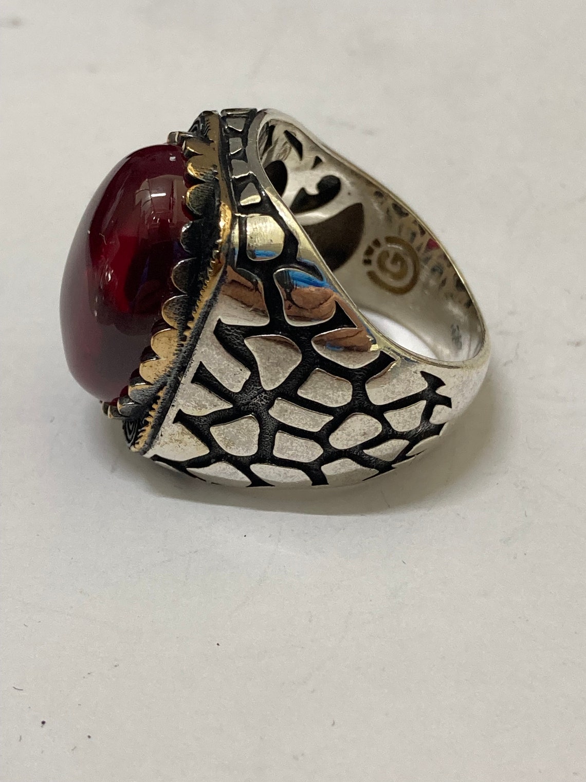 Red Stone Men's Ring - Etsy