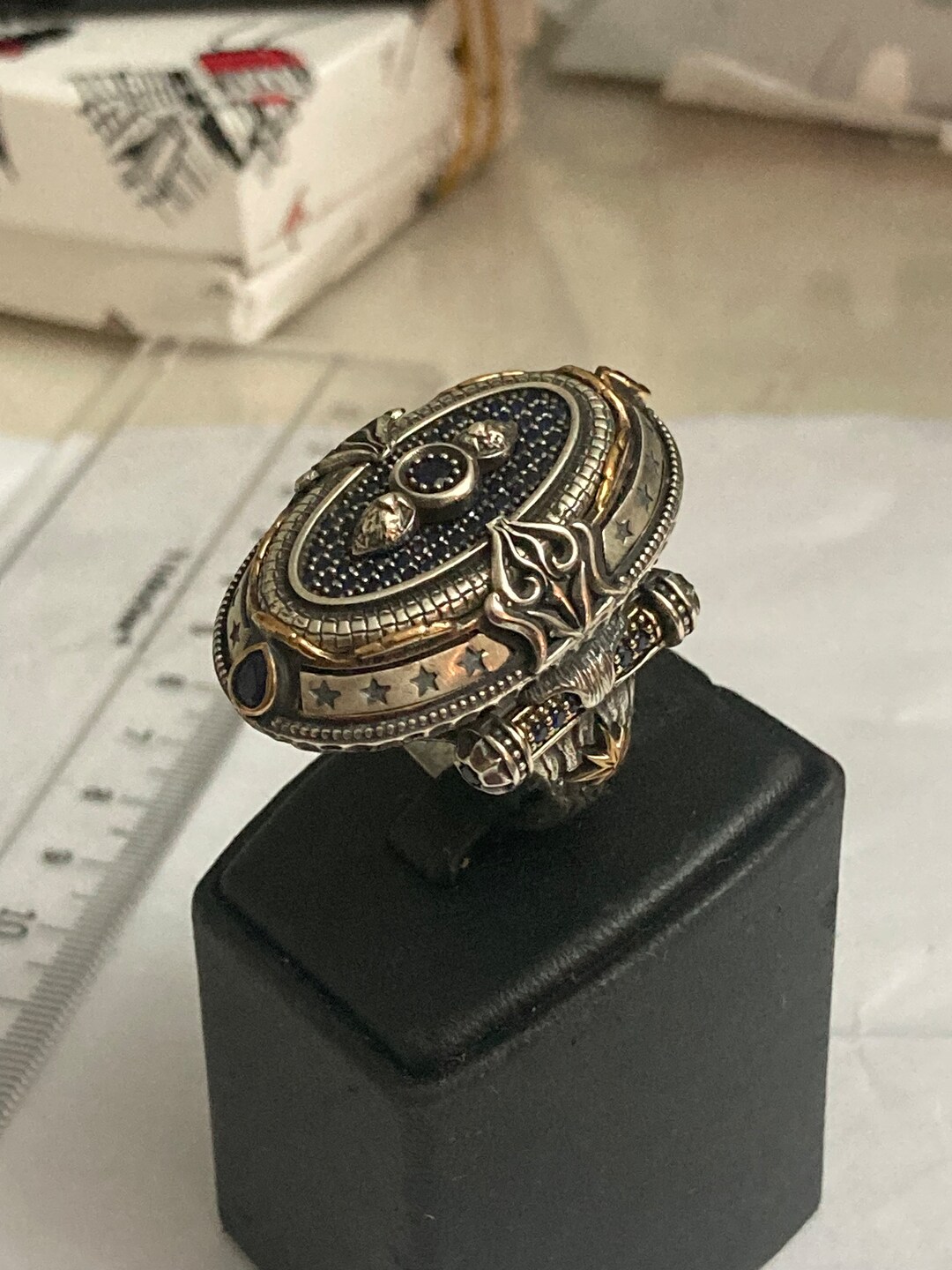 Sapphire Micro Stone Men's Ring - Etsy