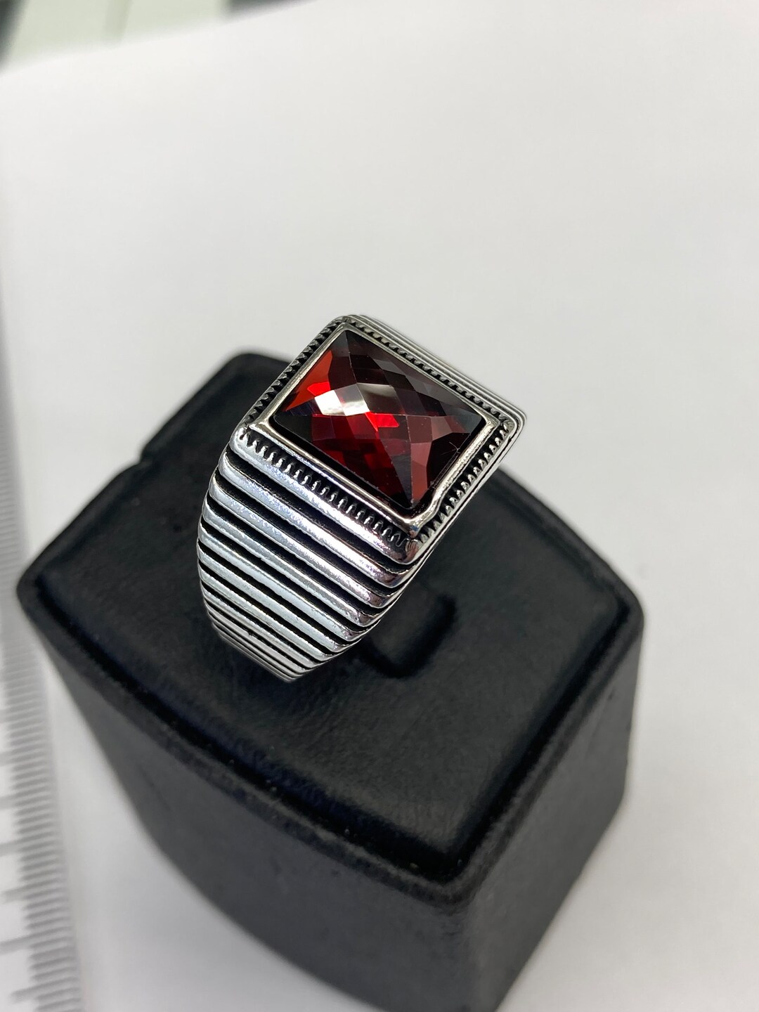 Red Stone Men's Ring - Etsy