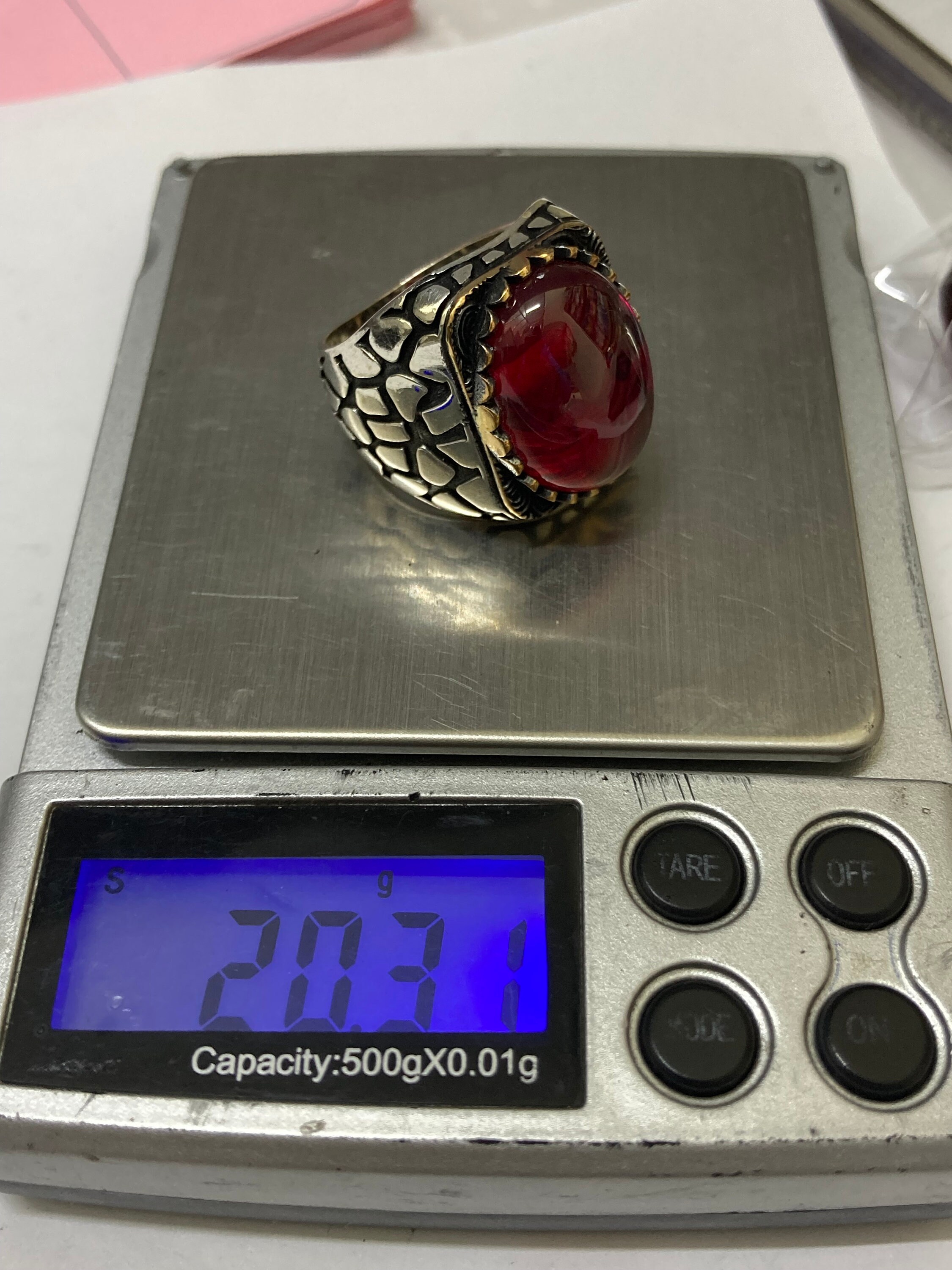 Red Stone Men's Ring - Etsy