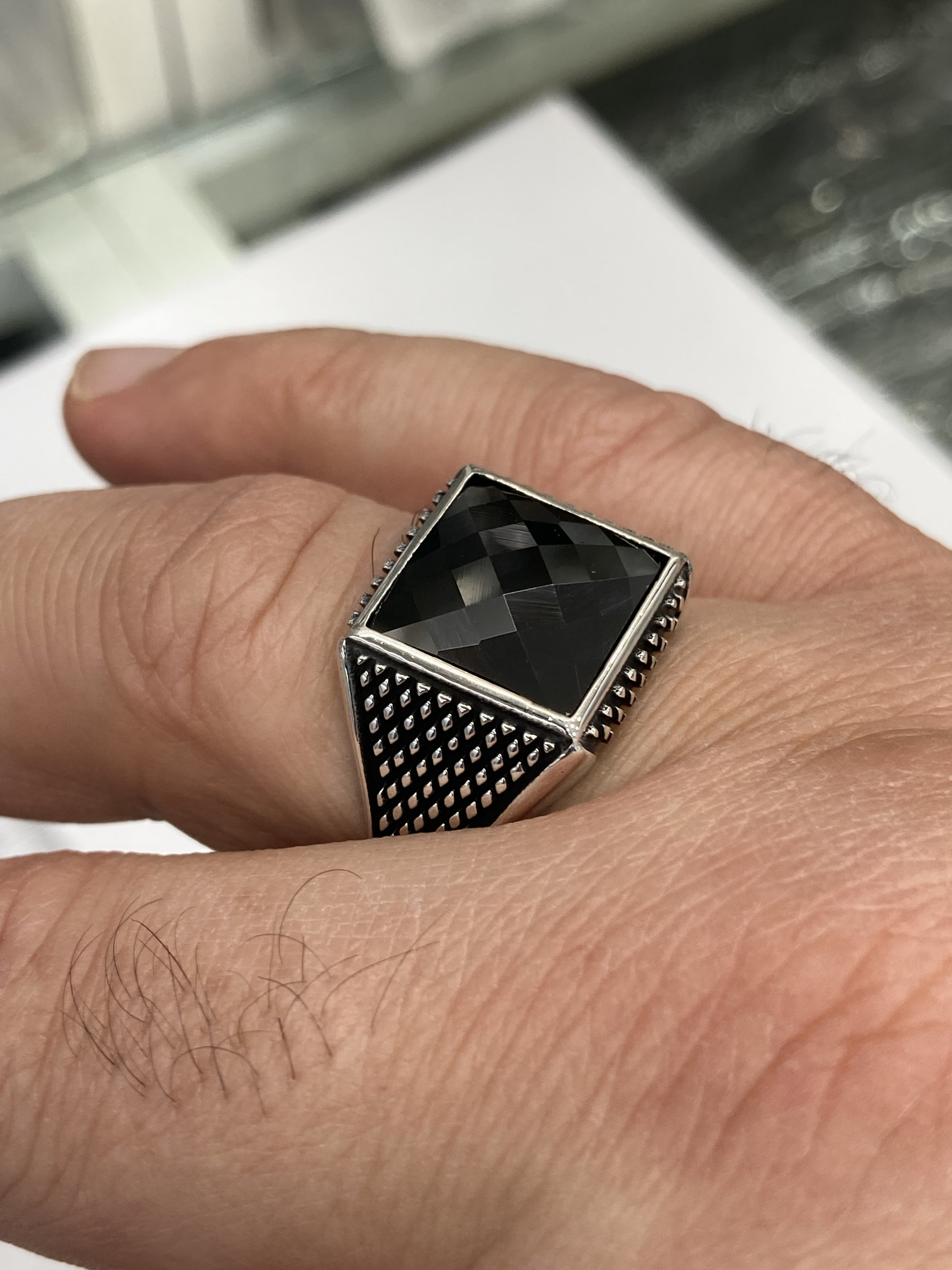 Black Stone Mens Ring - Etsy