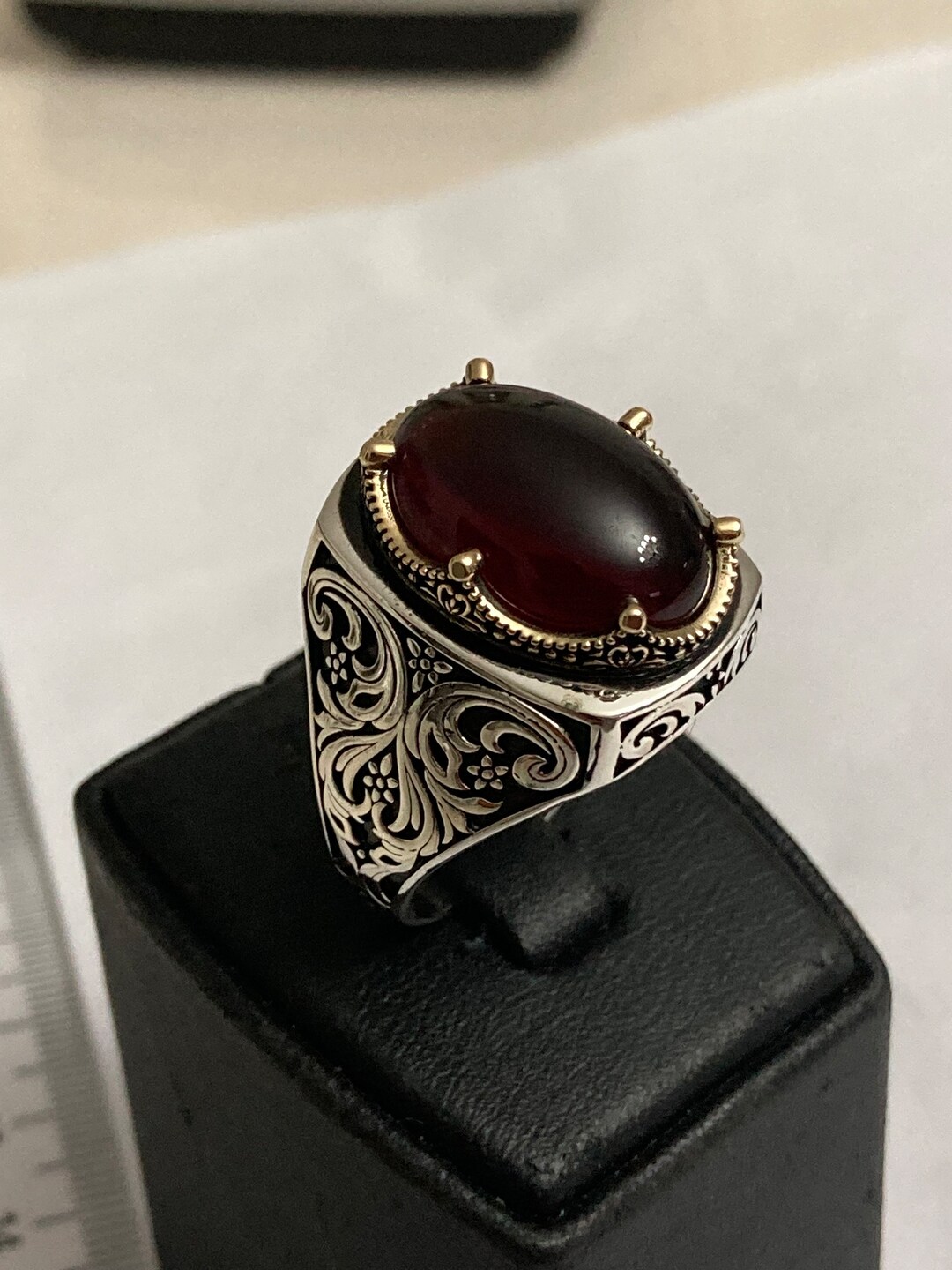 Red Stone Men's Ring - Etsy