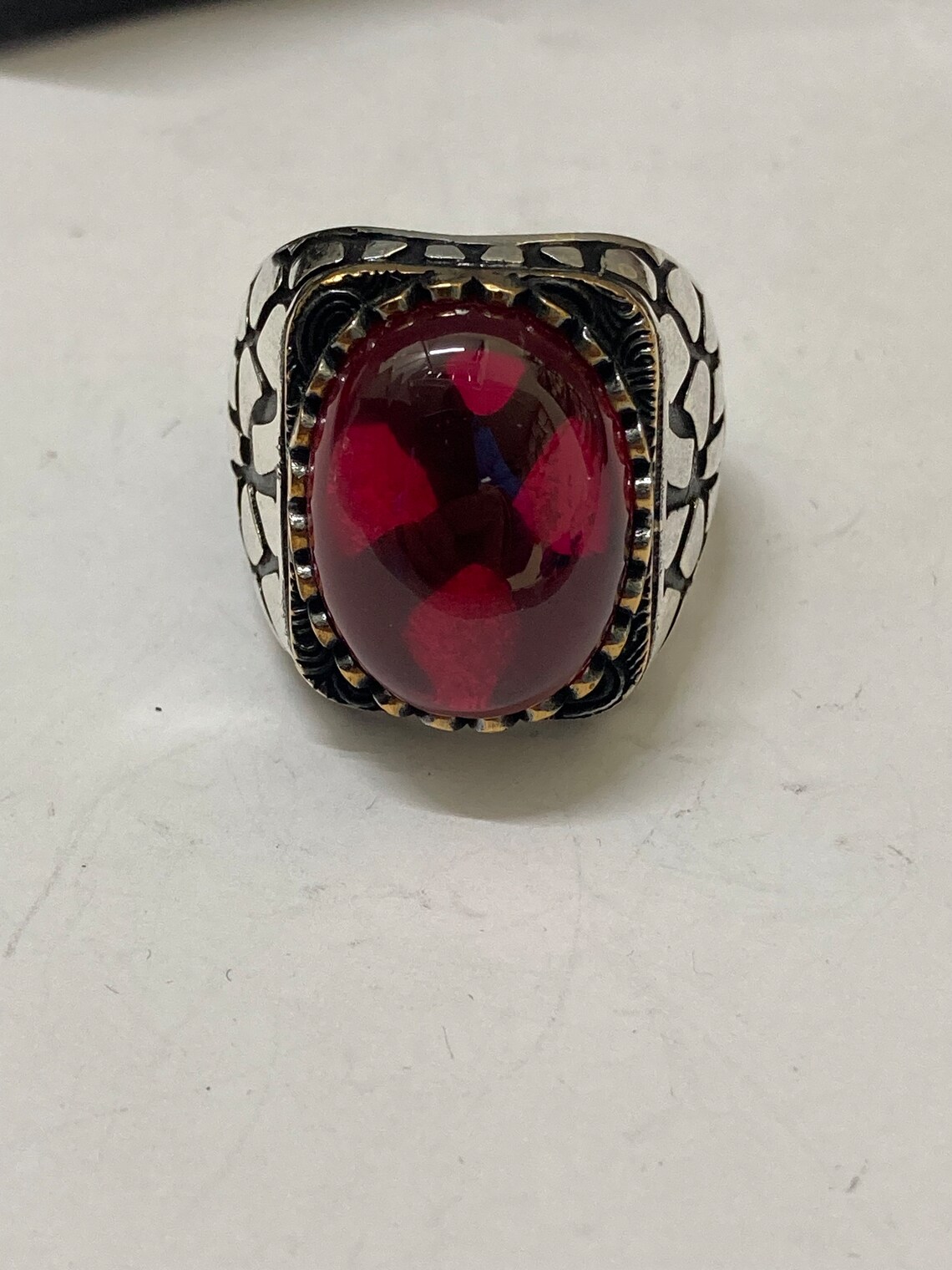 Red Stone Men's Ring - Etsy
