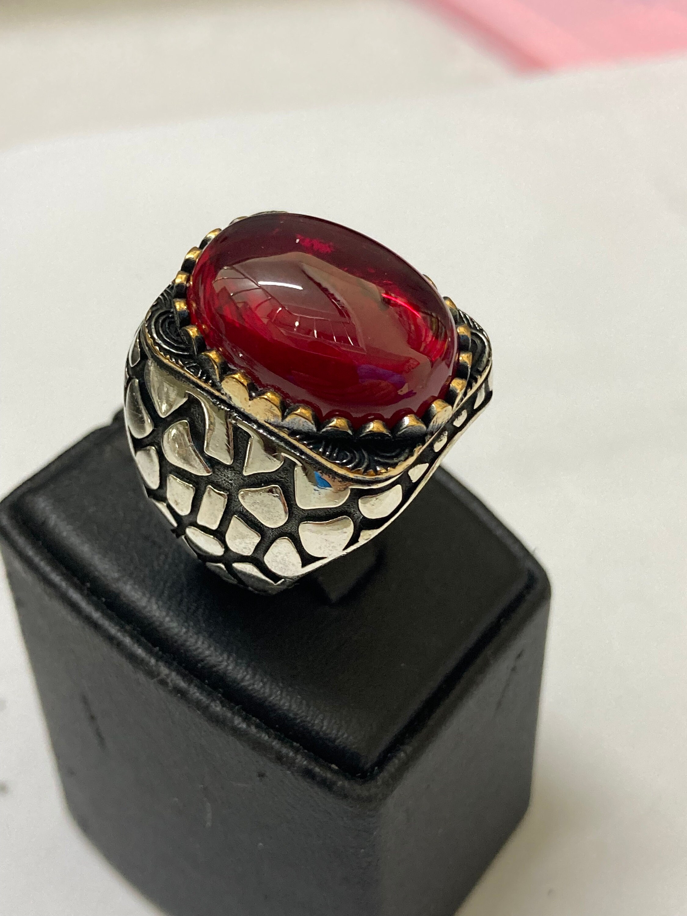 Red Stone Men's Ring - Etsy