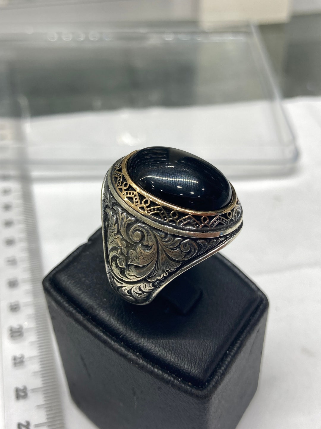 Black Stone Men's Ring - Etsy