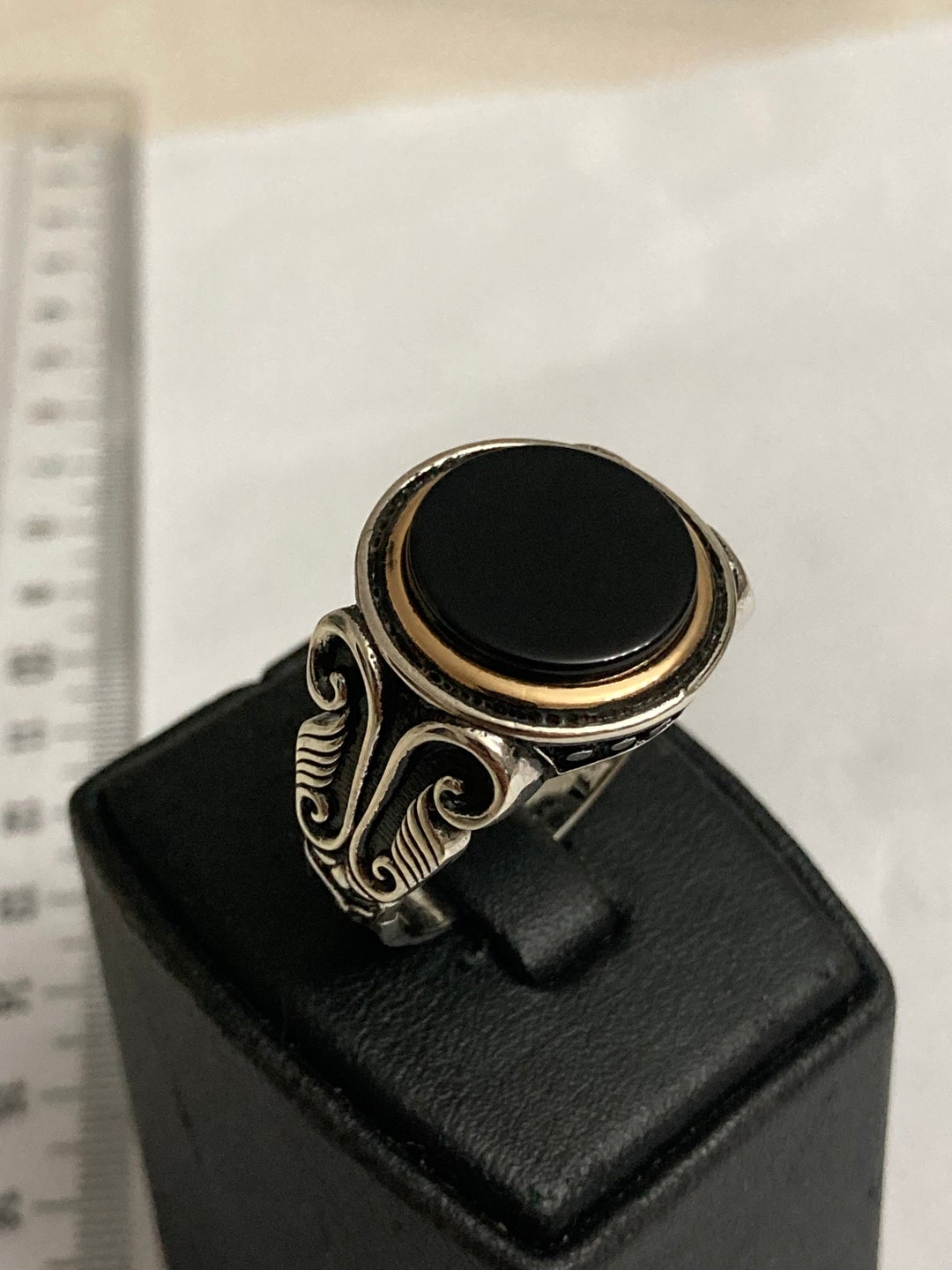 Black Stone Mens Ring - Etsy