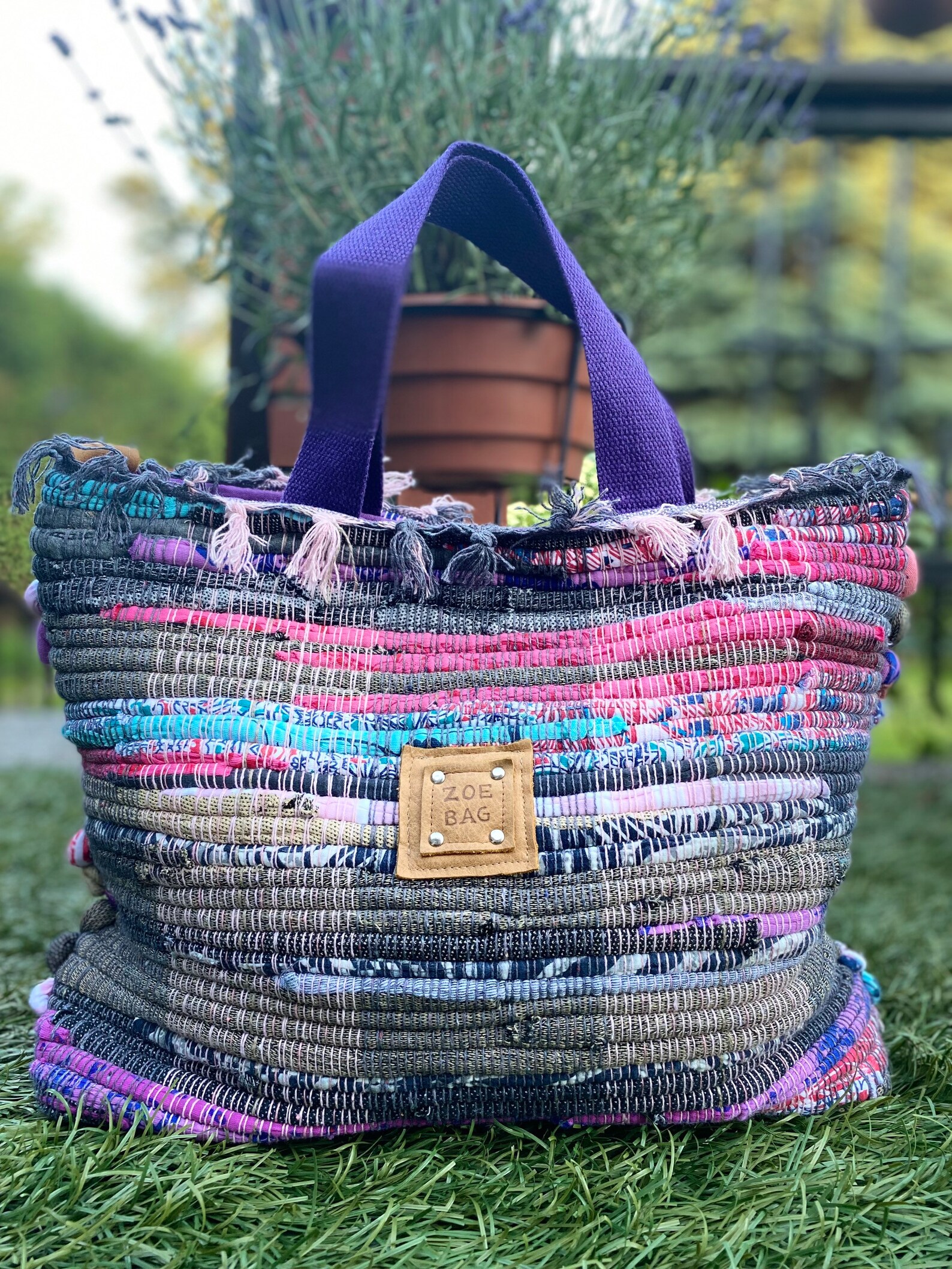 Tote Rug Rag Bag With Leather, Shoulder Bag, Handmade Kilim Bag, Boho ...