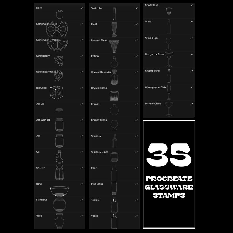 35 Procreate Glassware Stamps - Etsy