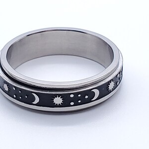 Titanium Moon & Stars Spinning Ring, Spinner Ring, Sun Moon Ring, Star ...