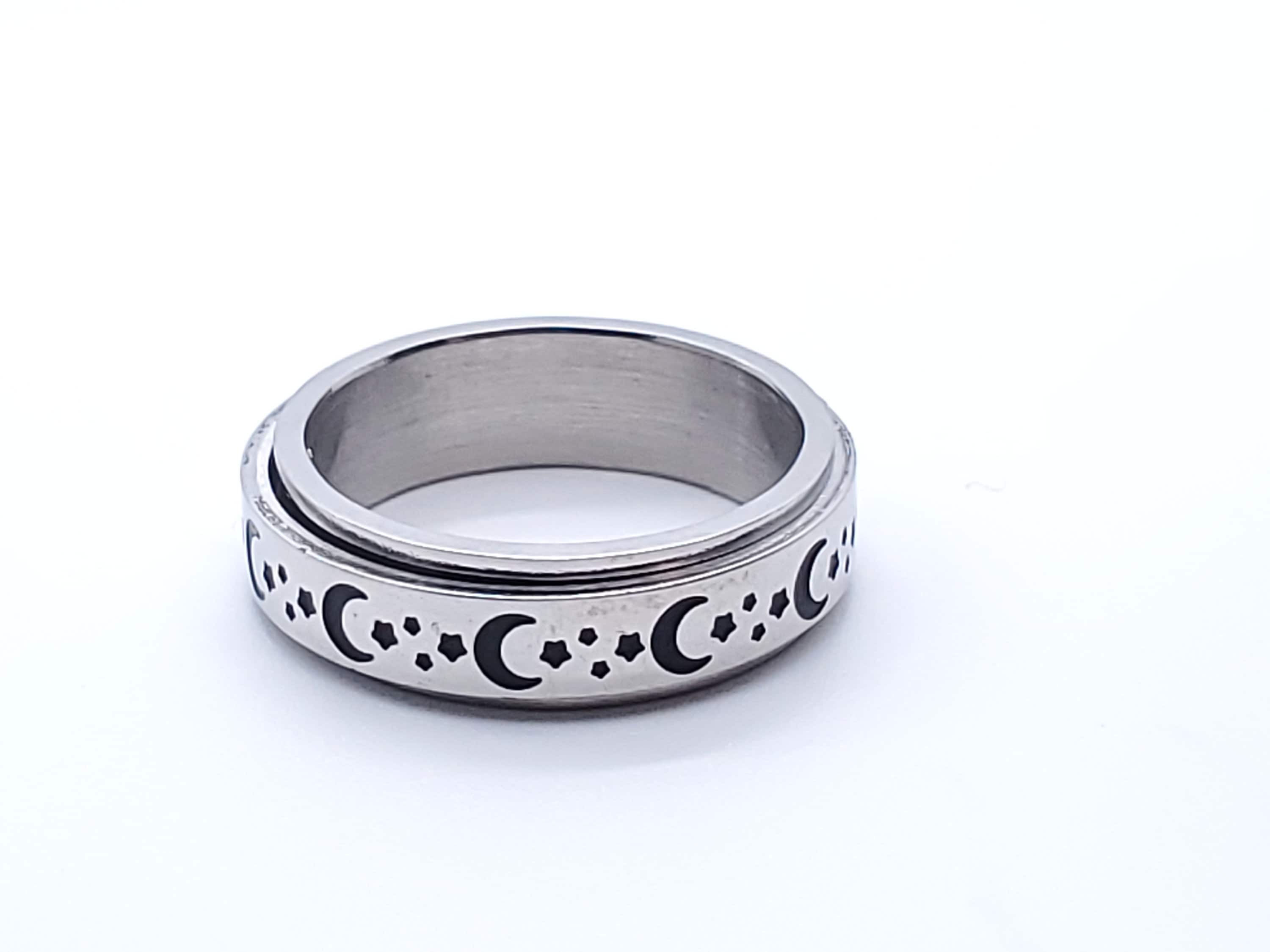 Titanium Moon & Stars Spinning Ring, Spinner Ring, Moon Ring, Star Ring ...
