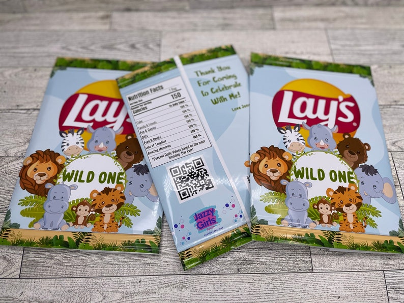 Wild One Chip Bag Wrapper-custom Chip Bag-safari Birthday Treats-wild ...