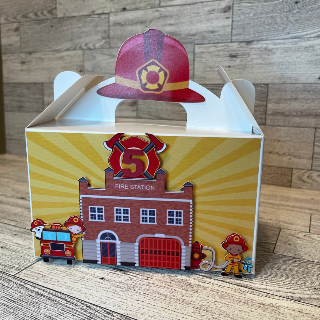 Fire Fighter Party Favor Box, Personalized Favor Box, Fire Fighter ...