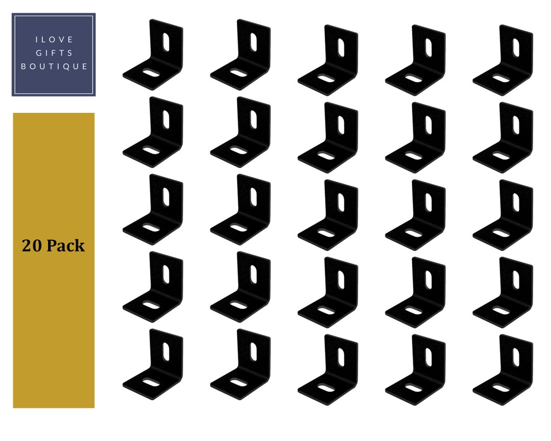 20 Pack of Black Adjustable Corner Braces, Steel L Shaped Right Angle ...