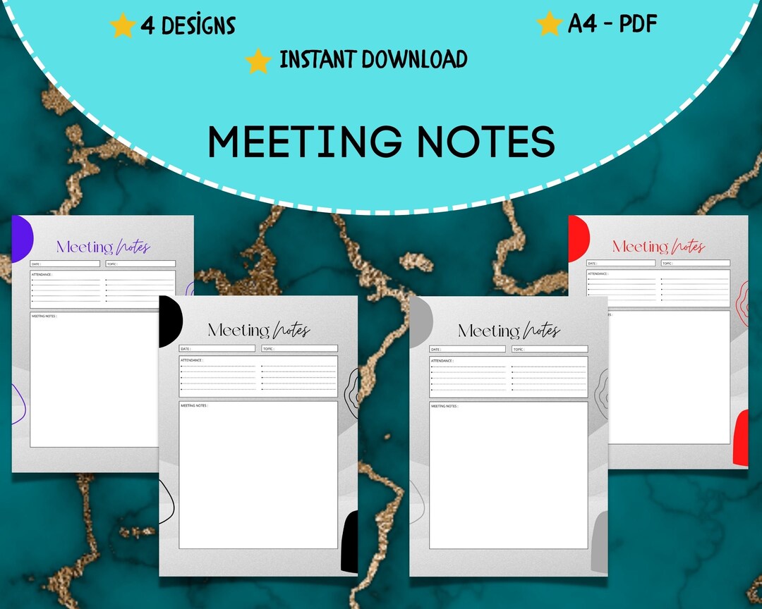 Minimalist Meeting Notes Page Printable Digital Download - Etsy