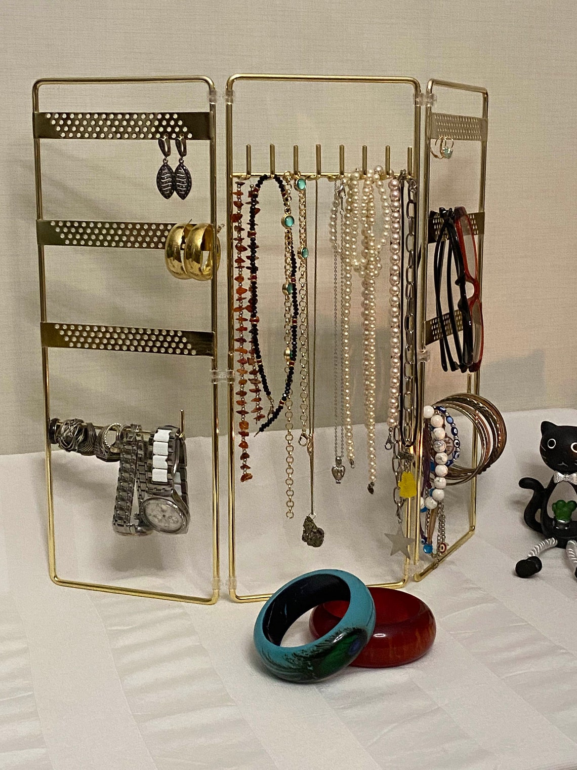 Foldable Golden Jewelry Stands Rings Necklace Earring - Etsy