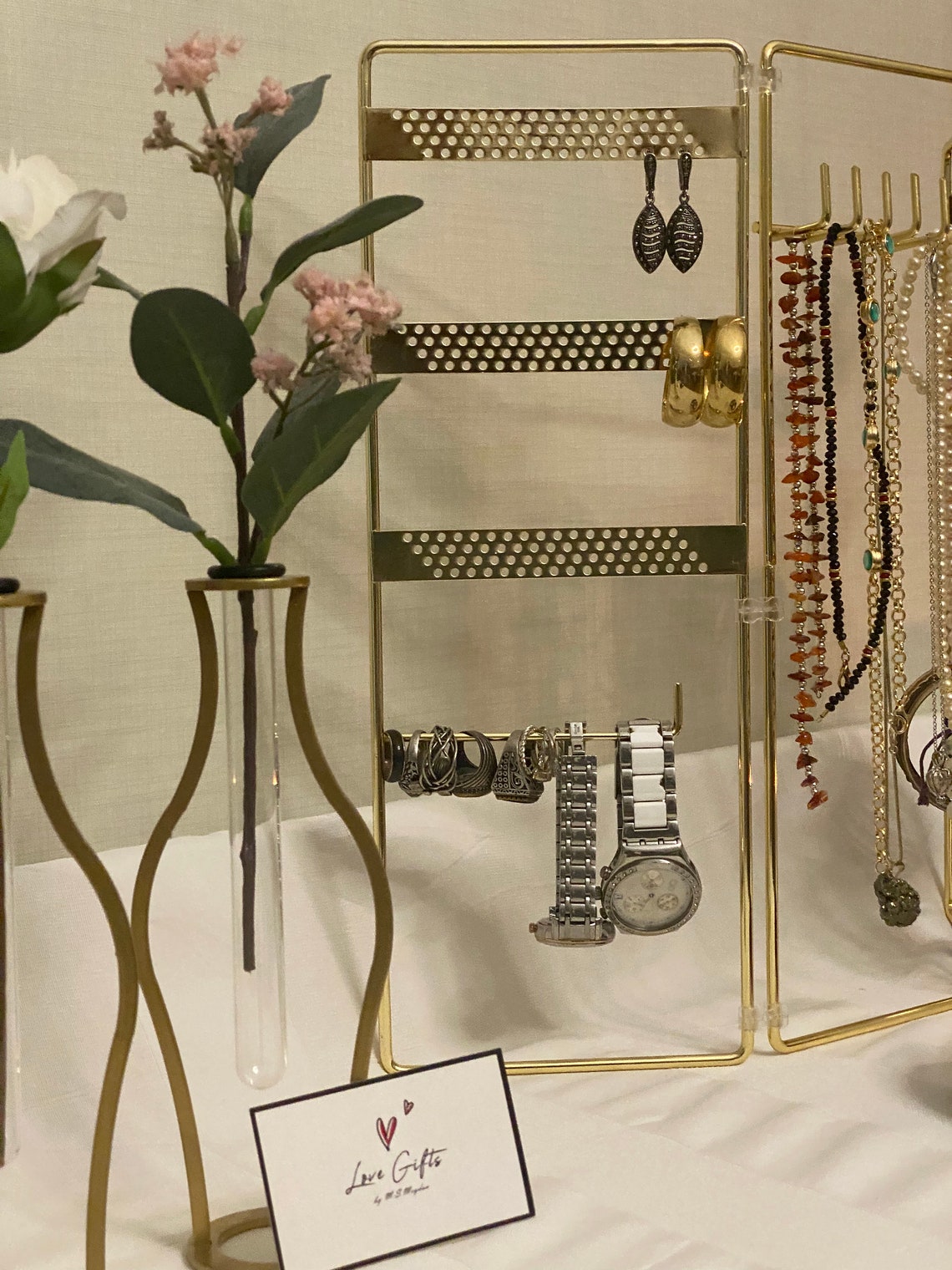 Foldable Golden Jewelry Stands Rings Necklace Earring - Etsy