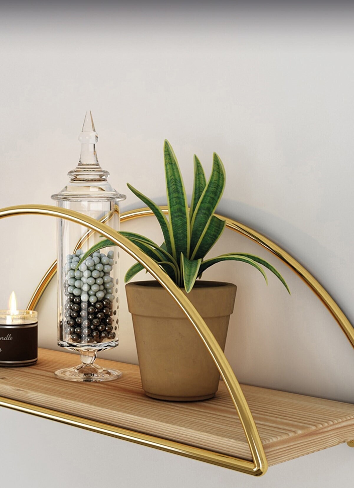 Gold - Solid Wall Shelf, Wood Shelf, Wall Decor, Living Room Decor ...