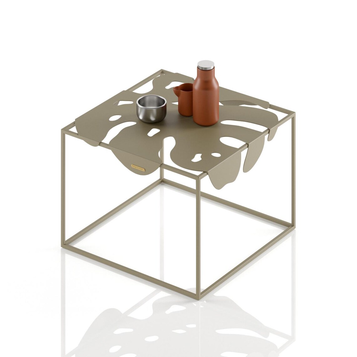 Modern Monstera Leaf Cutout Metal Side Table – Stylish & Minimalist ...